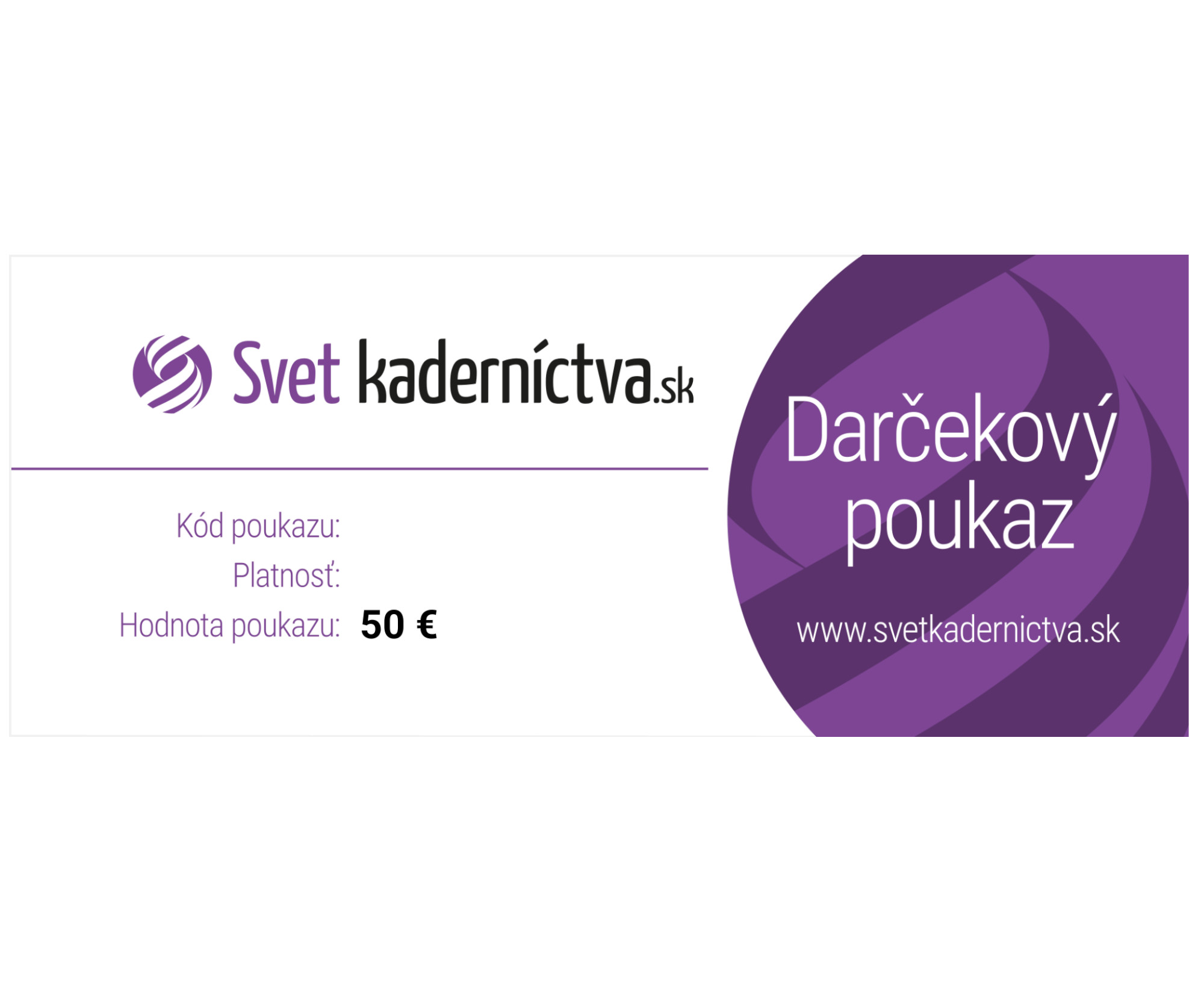 Darčekový poukaz na 50 € | Svet kaderníctva.sk